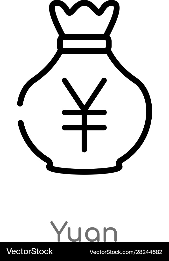 Outline yuan icon isolated black simple line Vector Image