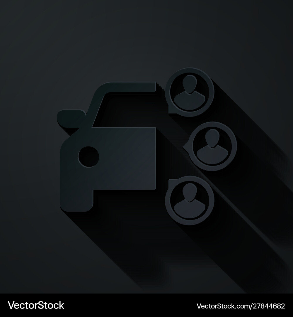 Paper cut car sharing with group people icon Vector Image