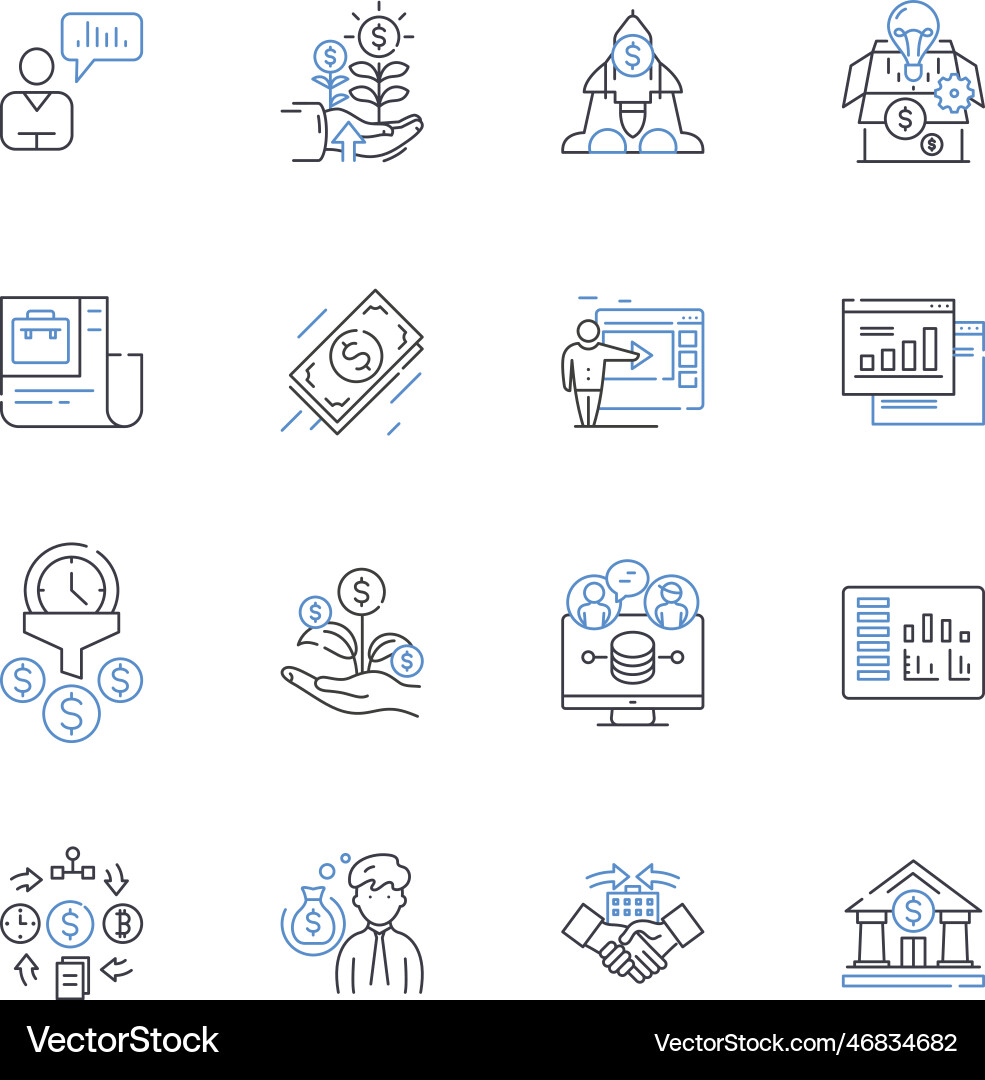 Payroll line icons collection wages deductions Vector Image