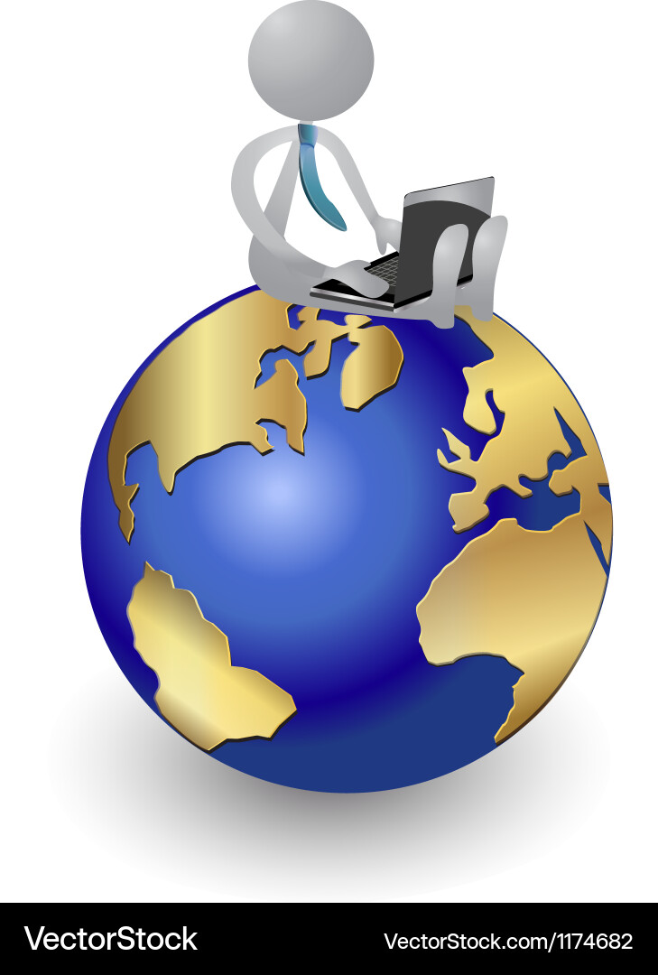 Person working on the world logo design Royalty Free Vector