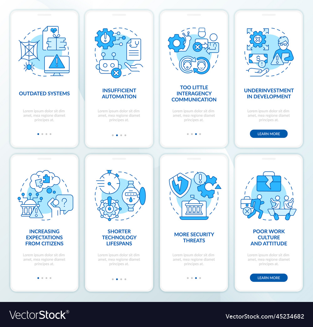 Public sector issues blue onboarding mobile app Vector Image
