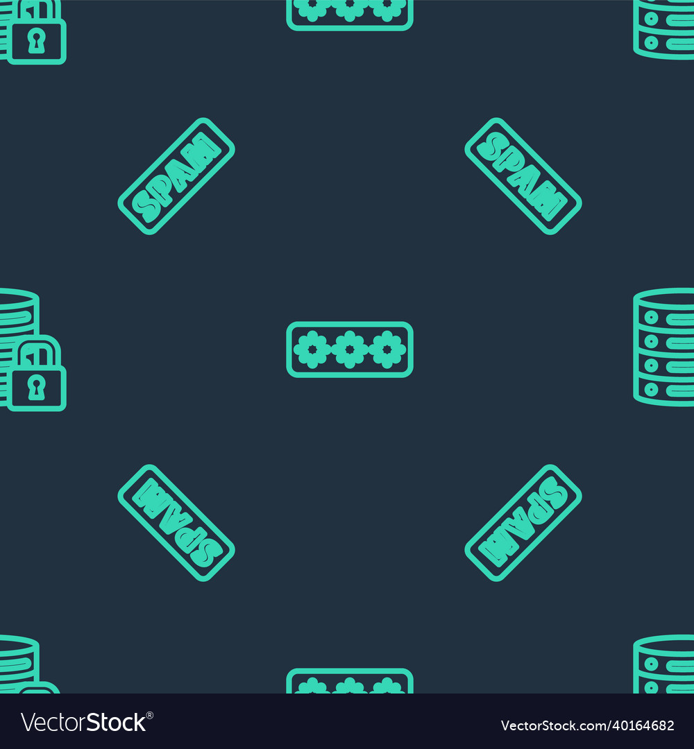 Set Line Password Protection Spam And Server Vector Image
