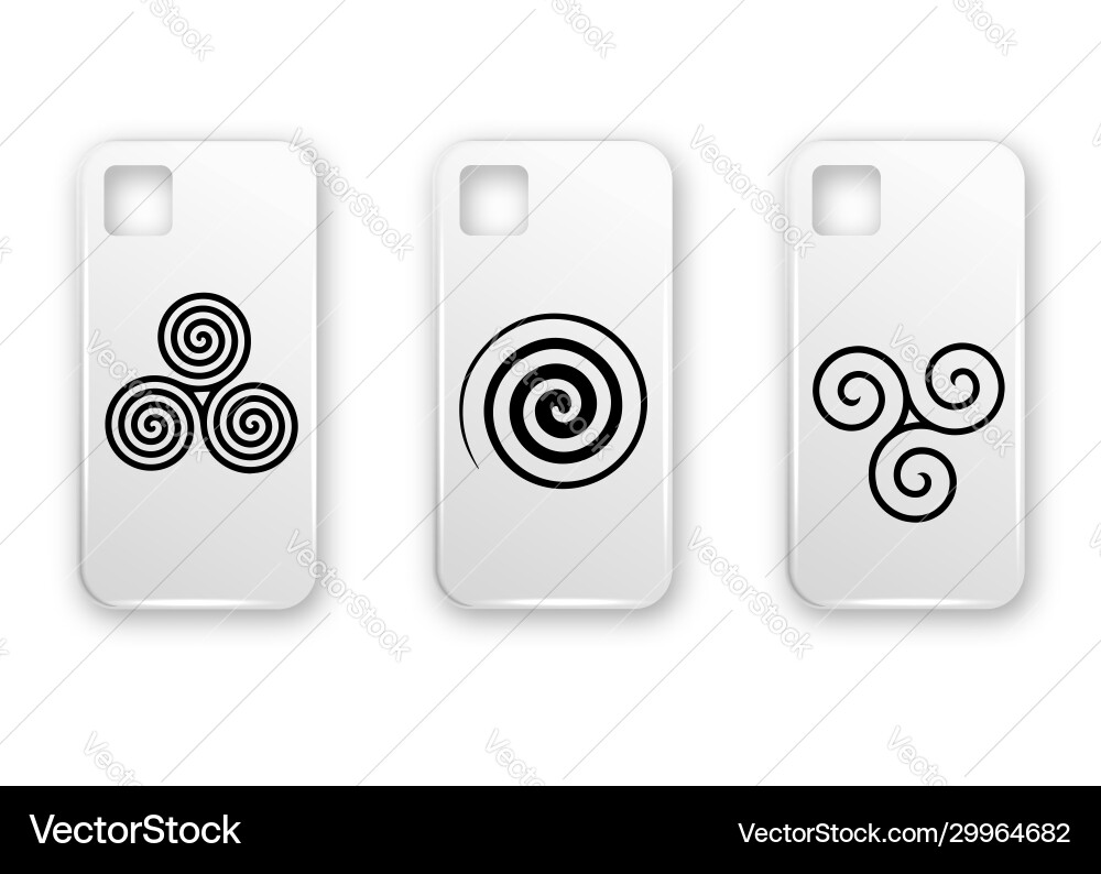 Set white realistic phone case with geometric icon