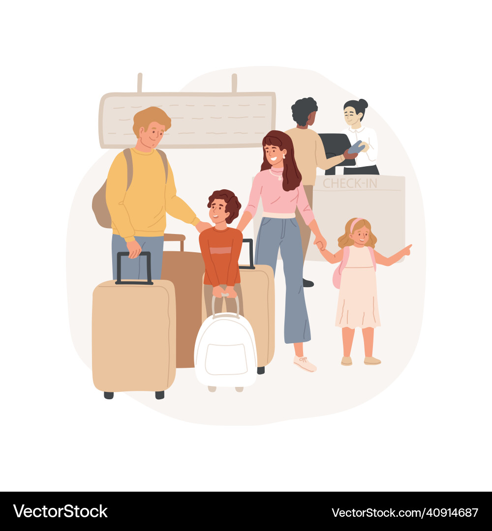 Airport check-in isolated cartoon Royalty Free Vector Image