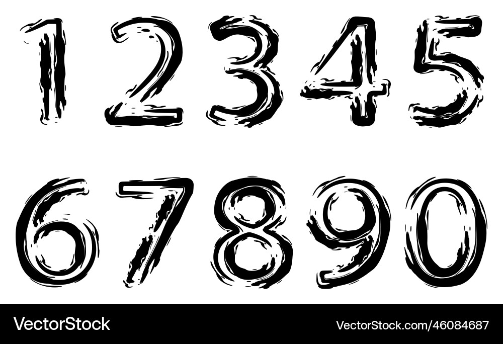 Calligraphic paint numbers brush lettering Vector Image