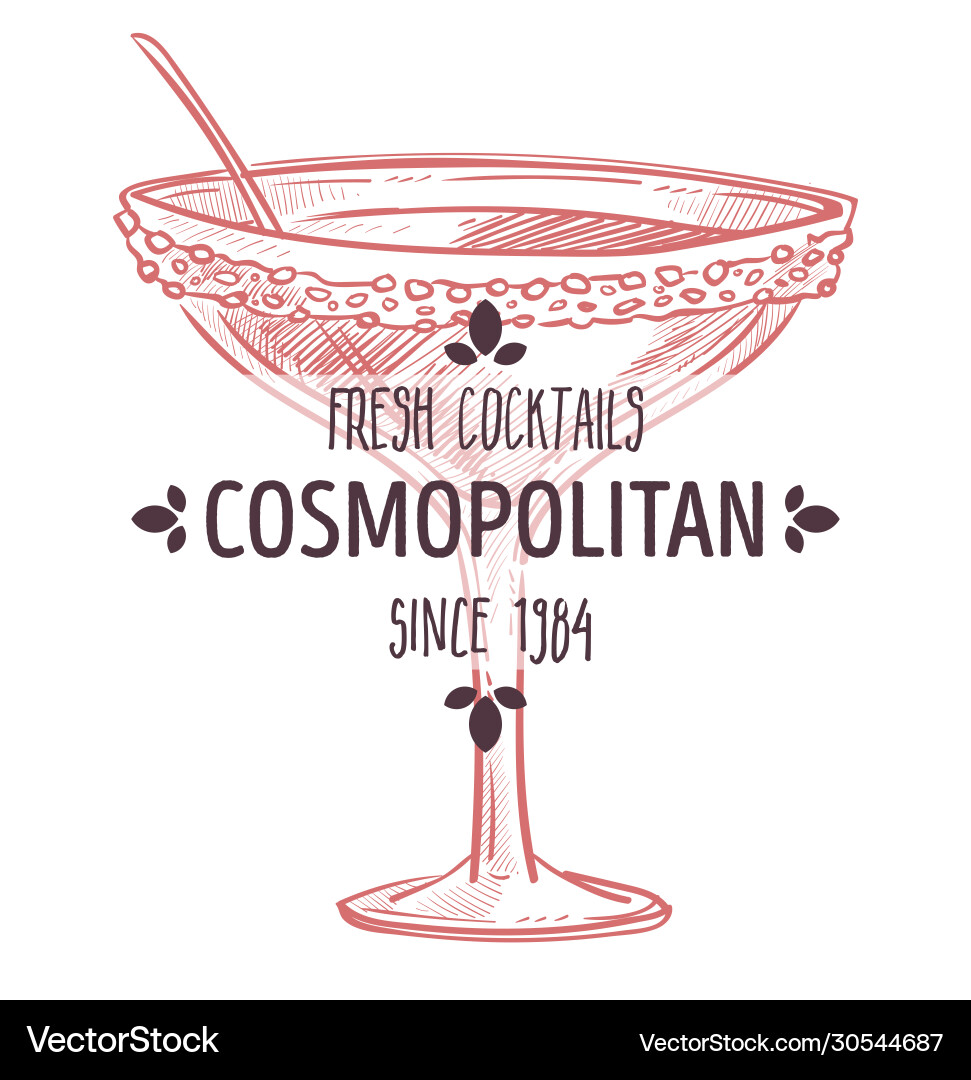 Cosmopolitan fresh cocktail alcoholic beverage in Vector Image