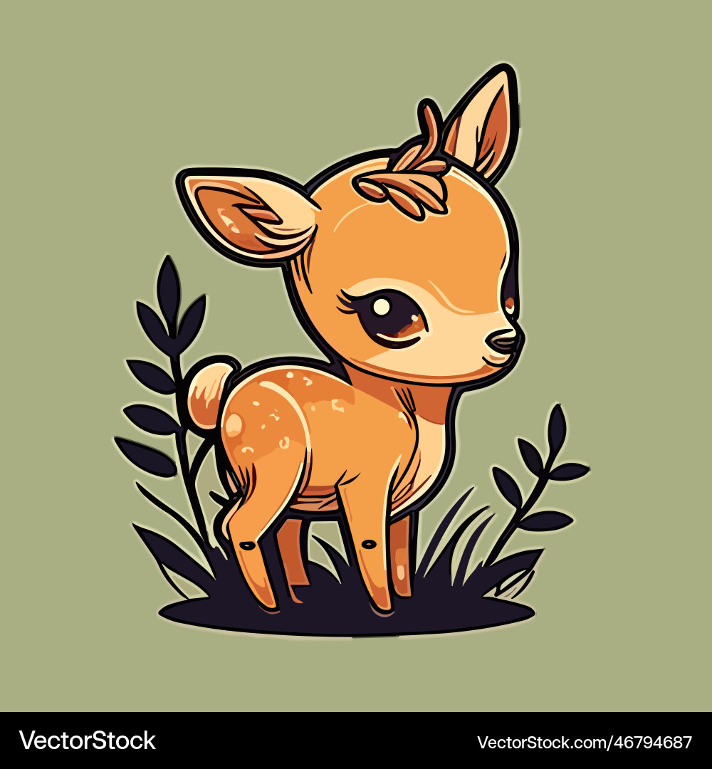 Cute kawaii fawn deer Royalty Free Vector Image