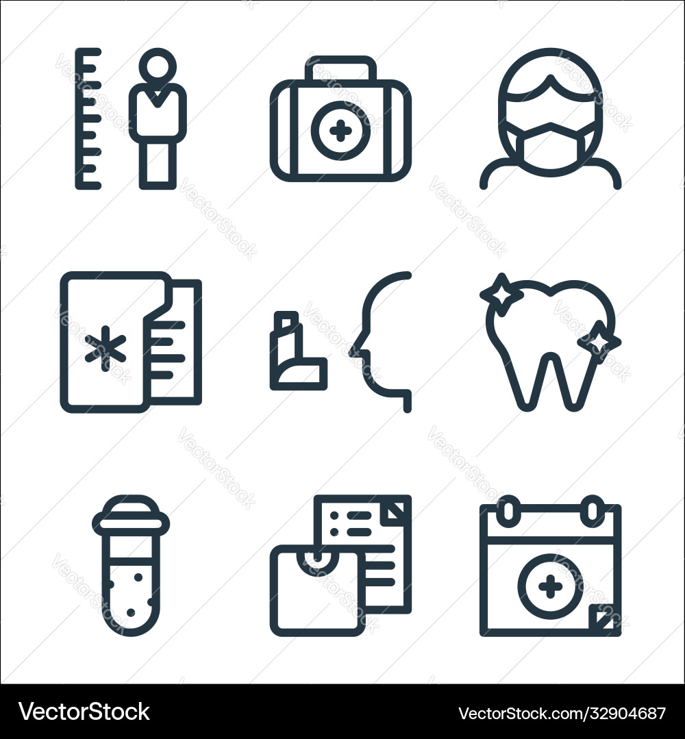 Health line icons linear set quality line set Vector Image