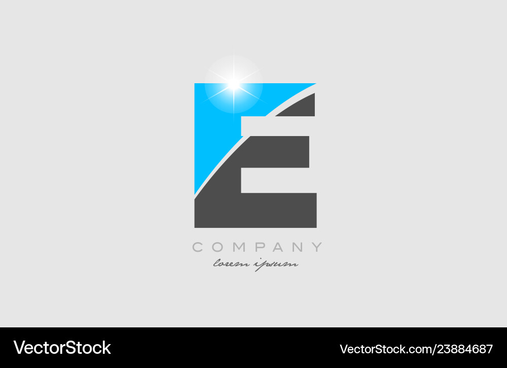 Letter e in grey blue color alphabet for logo Vector Image