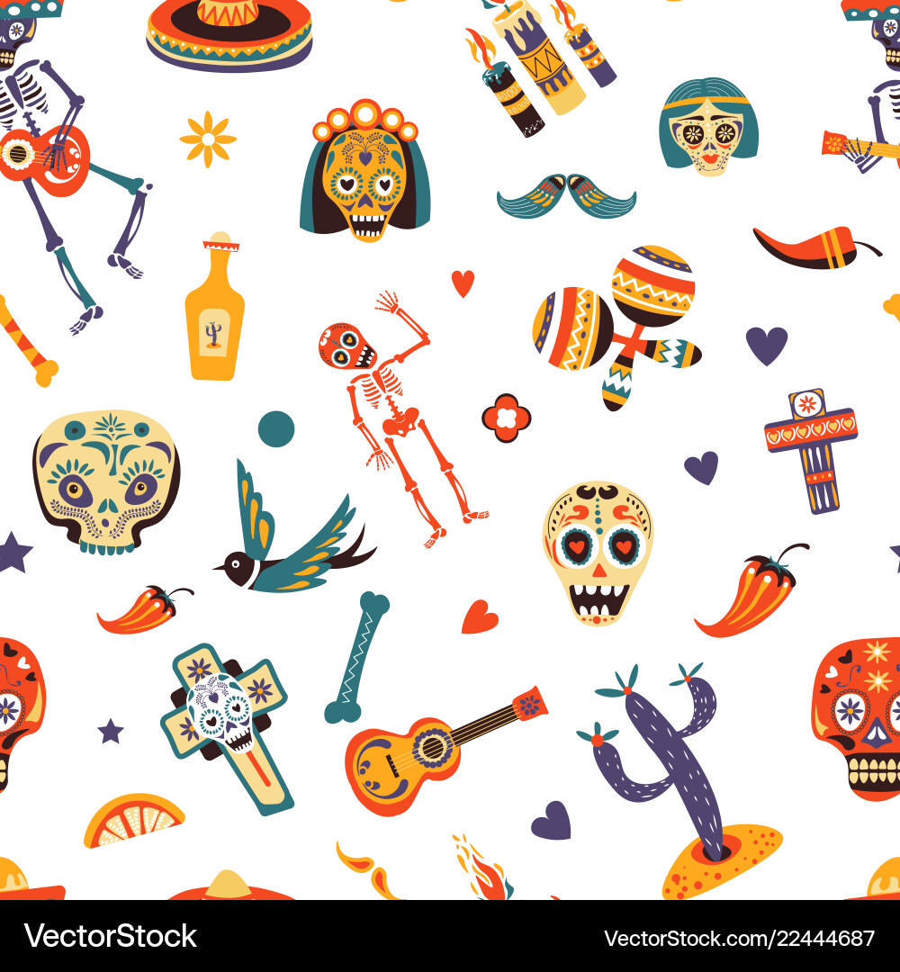 Mexico traditional elements mexican symbols and Vector Image