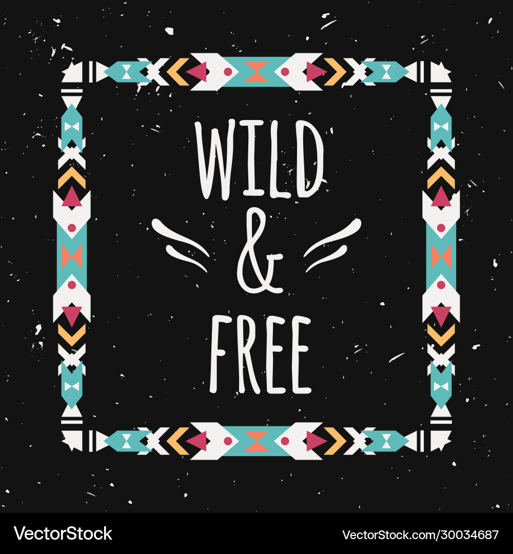 Poster with tribal graphic design elements boho Vector Image
