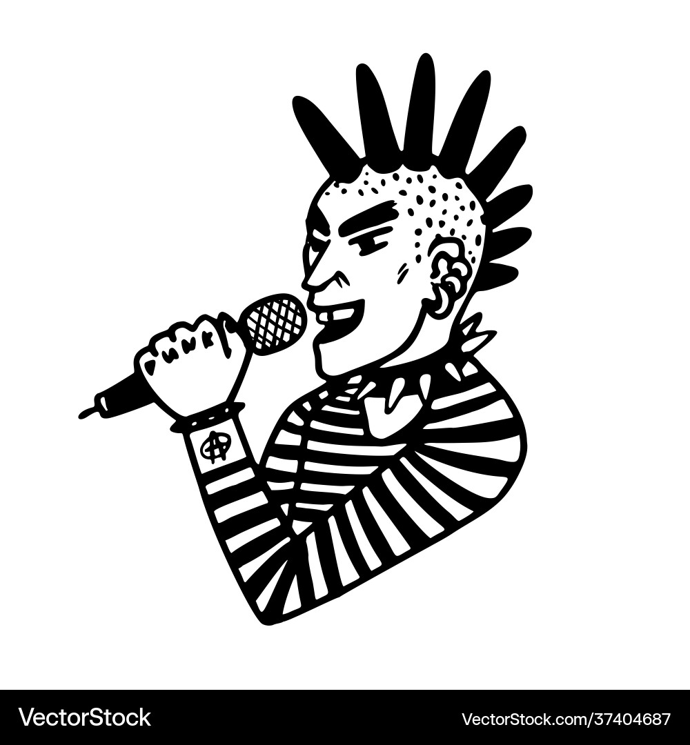 Punk rock collection portrait a rocker Royalty Free Vector