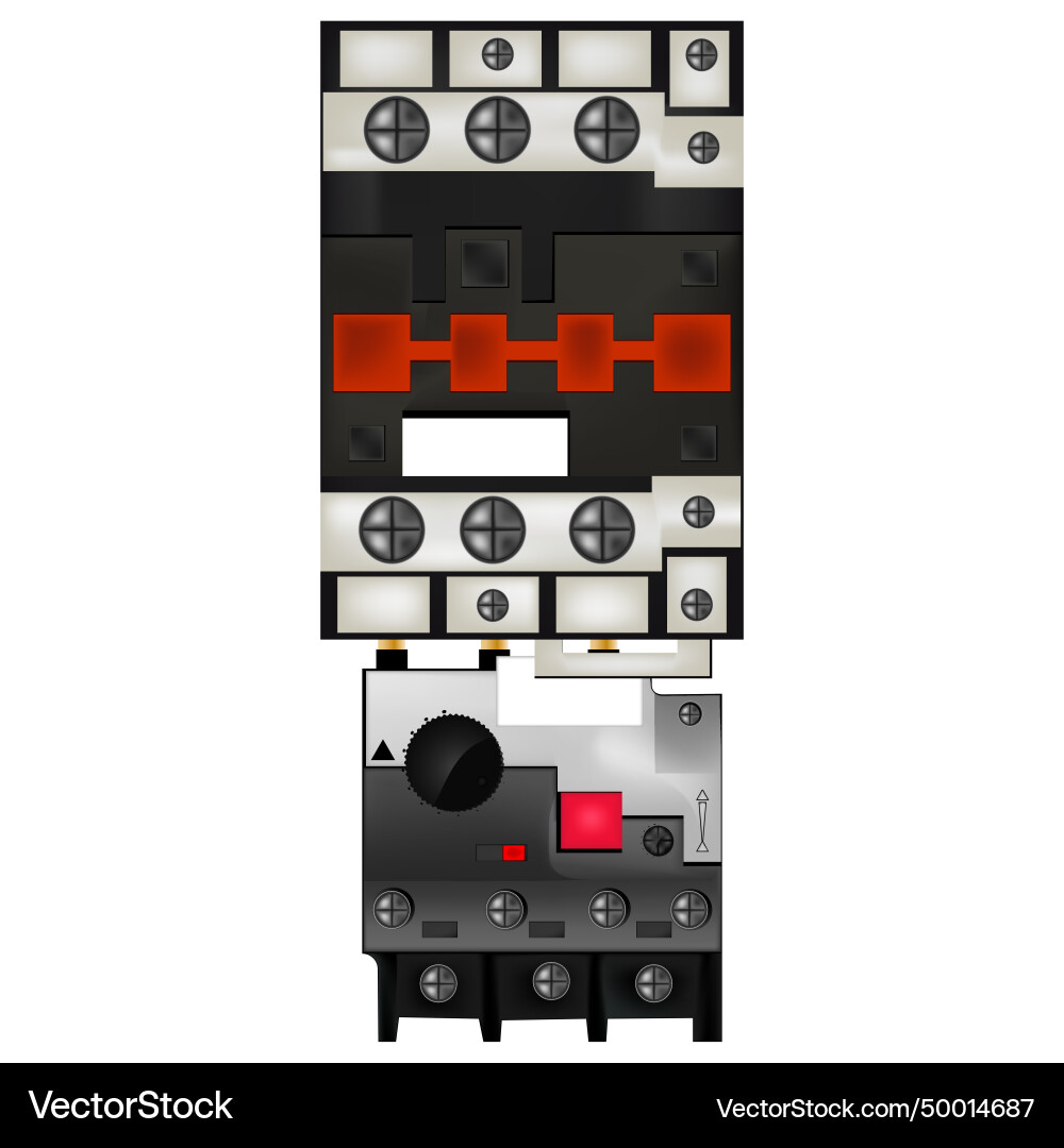 Reversing magnetic contactor isolated on white Vector Image