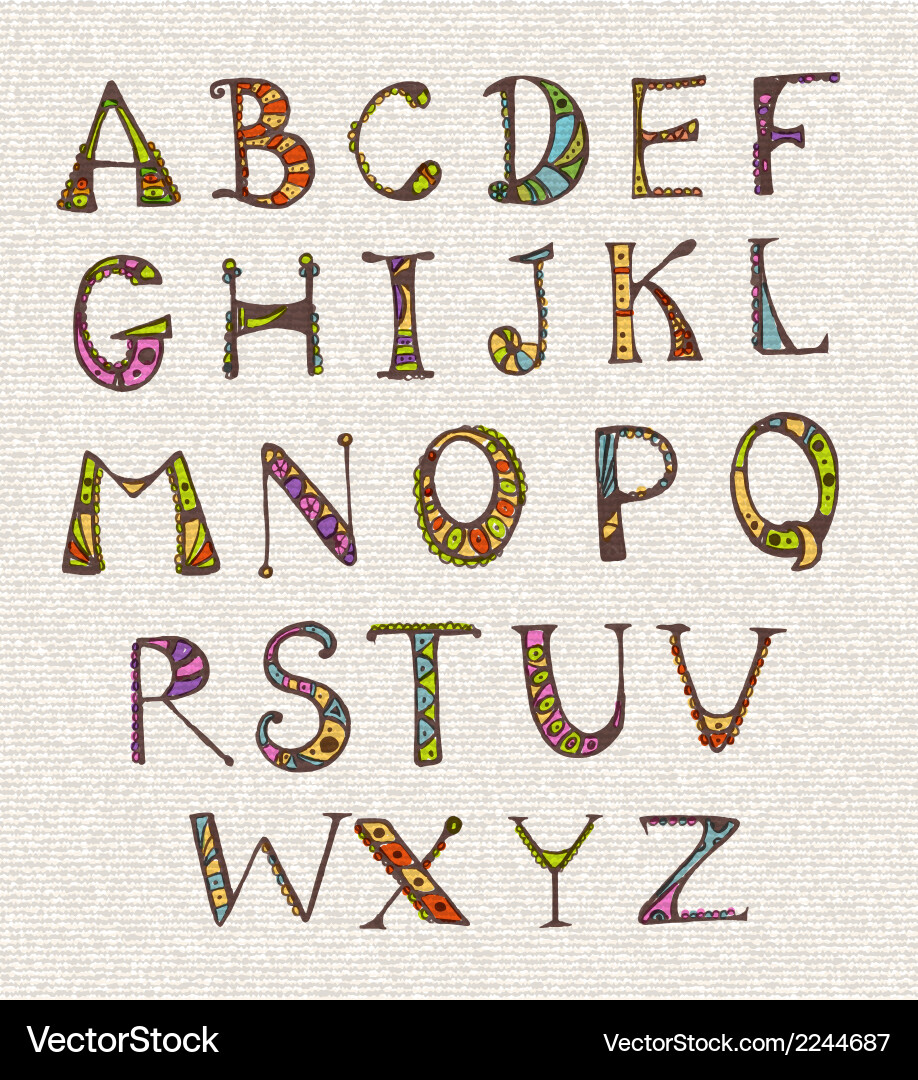 Set with color hand written abc letters Royalty Free Vector