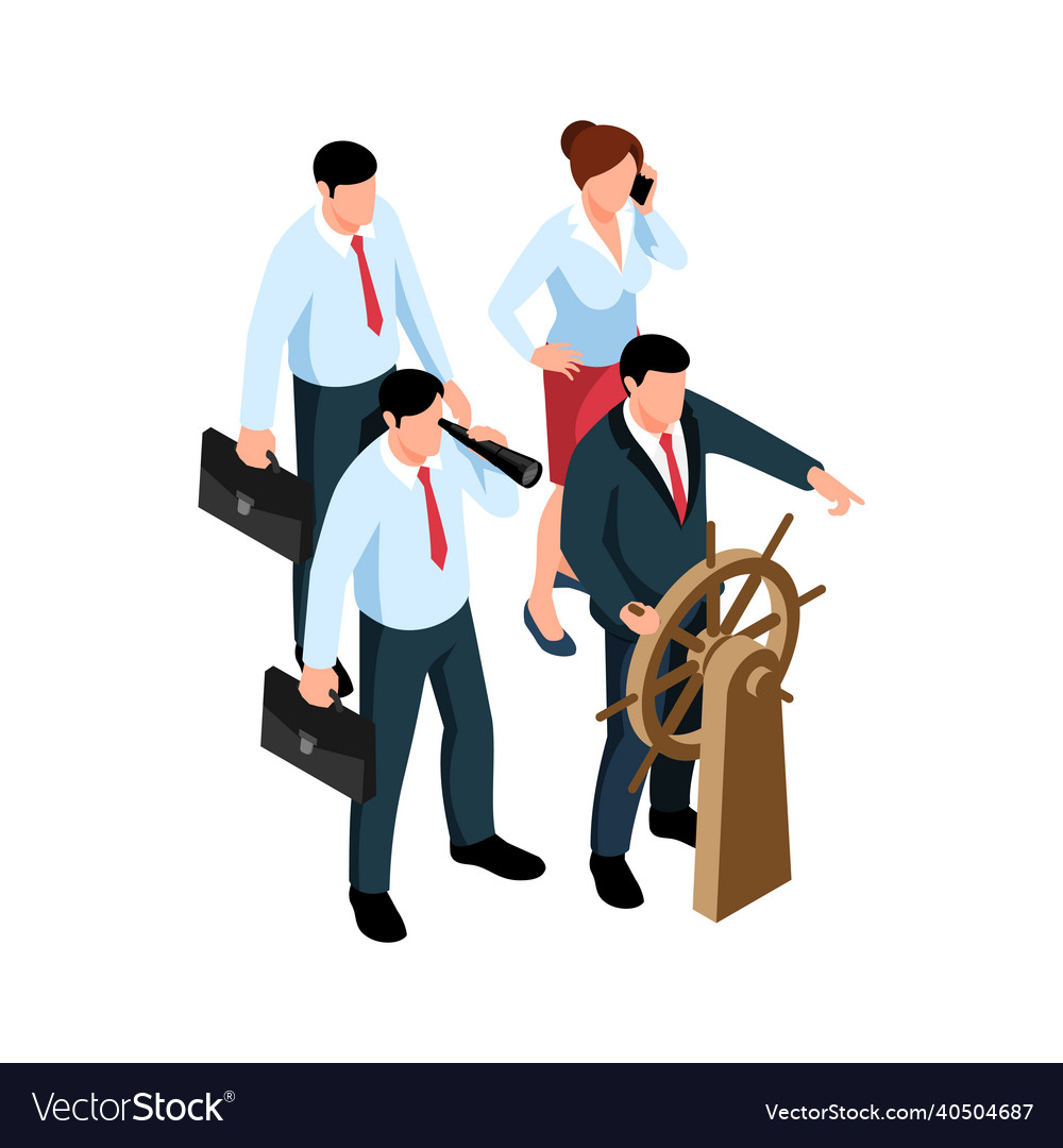 Ship crew teamwork composition Royalty Free Vector Image