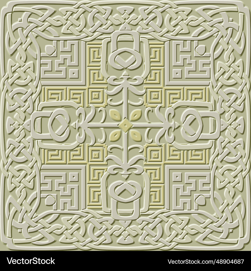 Textured emboss celtic greek relief 3d seamless Vector Image