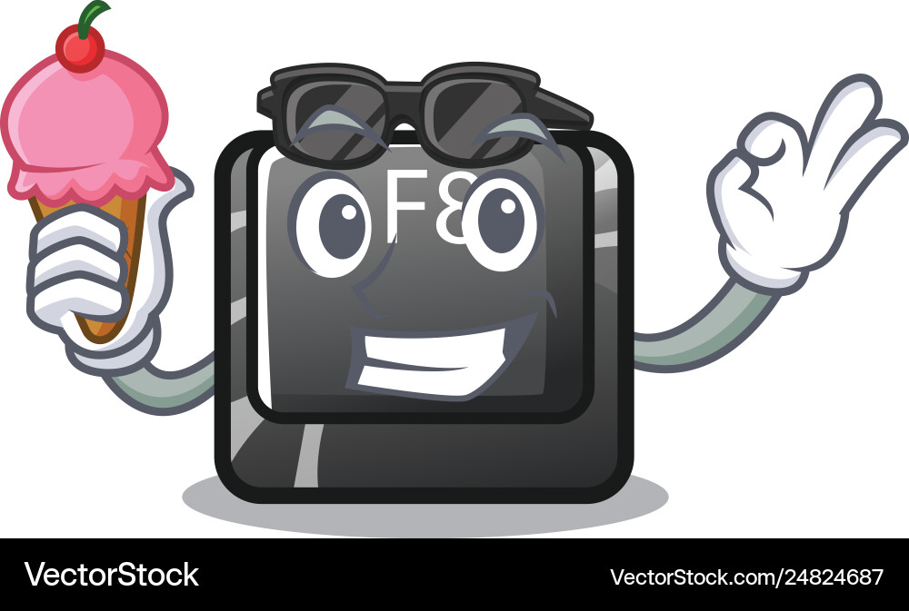 With ice cream button f8 isolated cartoon Vector Image