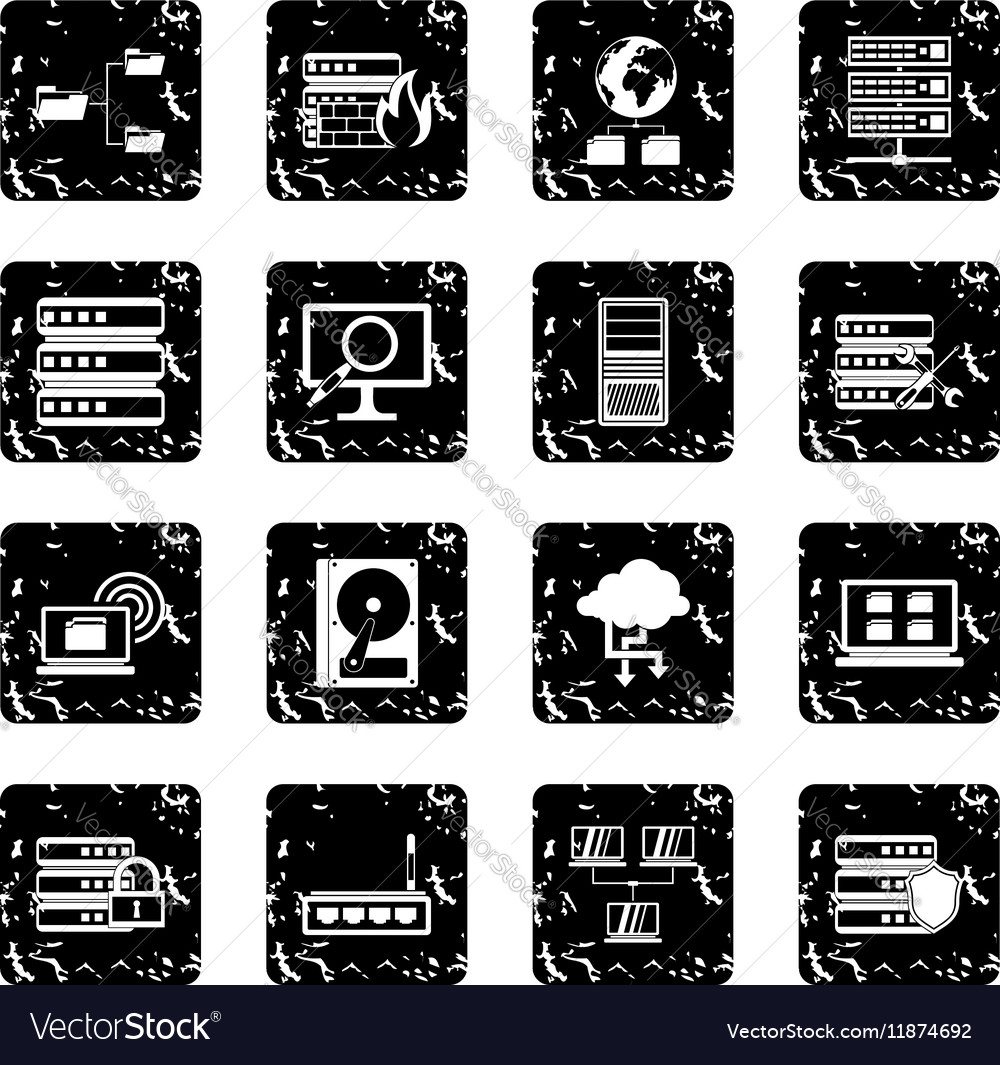 Big data set icons grunge style Royalty Free Vector Image