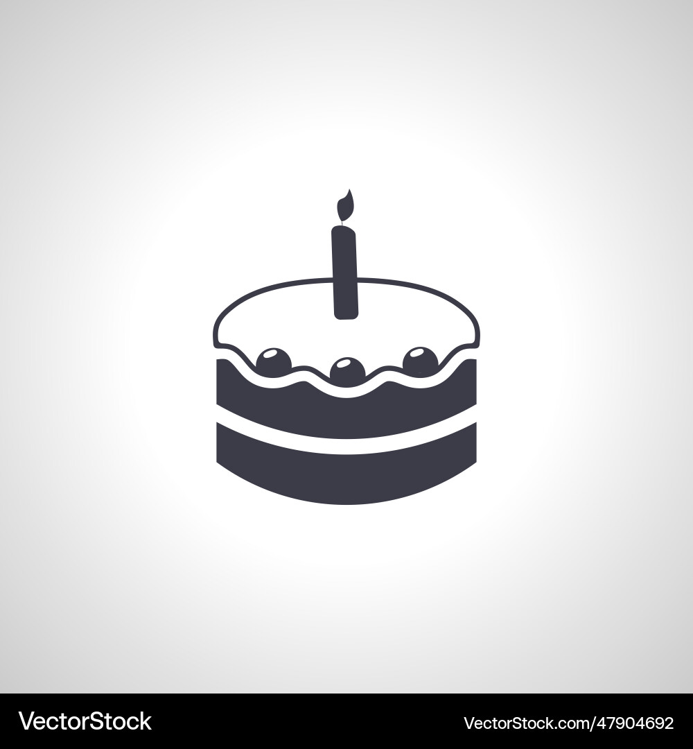 Cake with birthday candle icon icon Royalty Free Vector