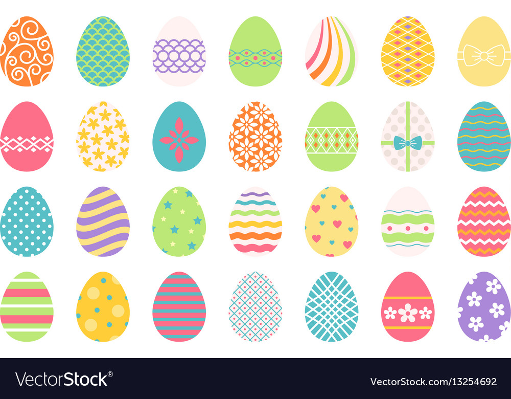 Colored easter eggs icons Royalty Free Vector Image