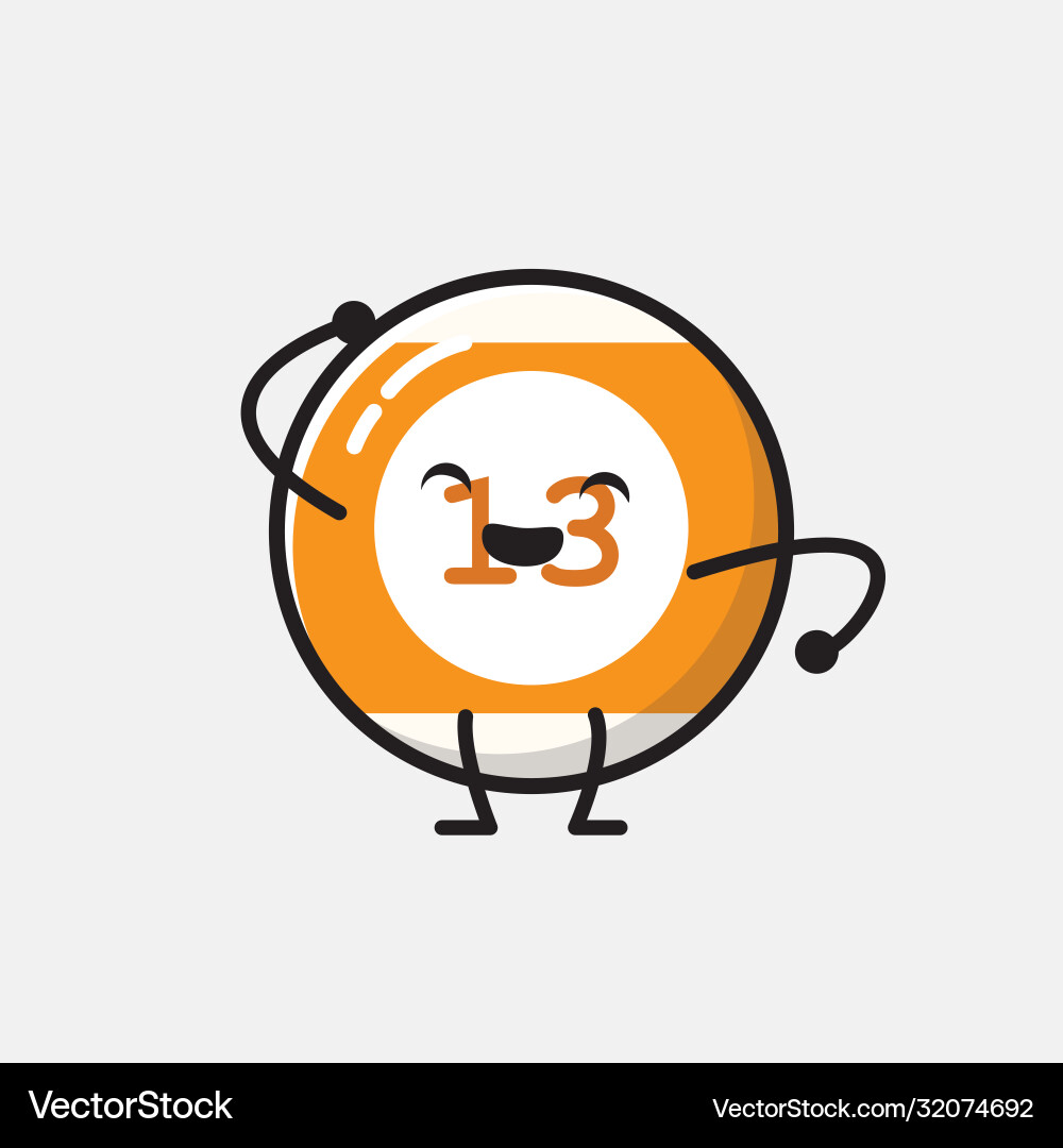 Cute billiard ball mascot character in flat Vector Image