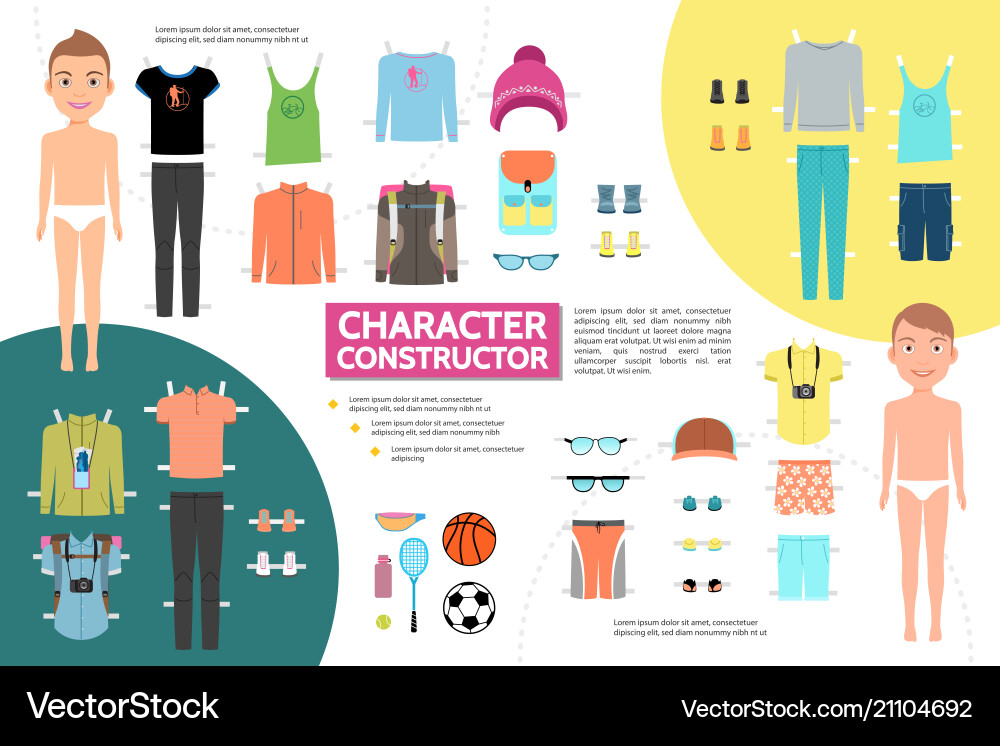 Flat male athlete character infographic concept Vector Image