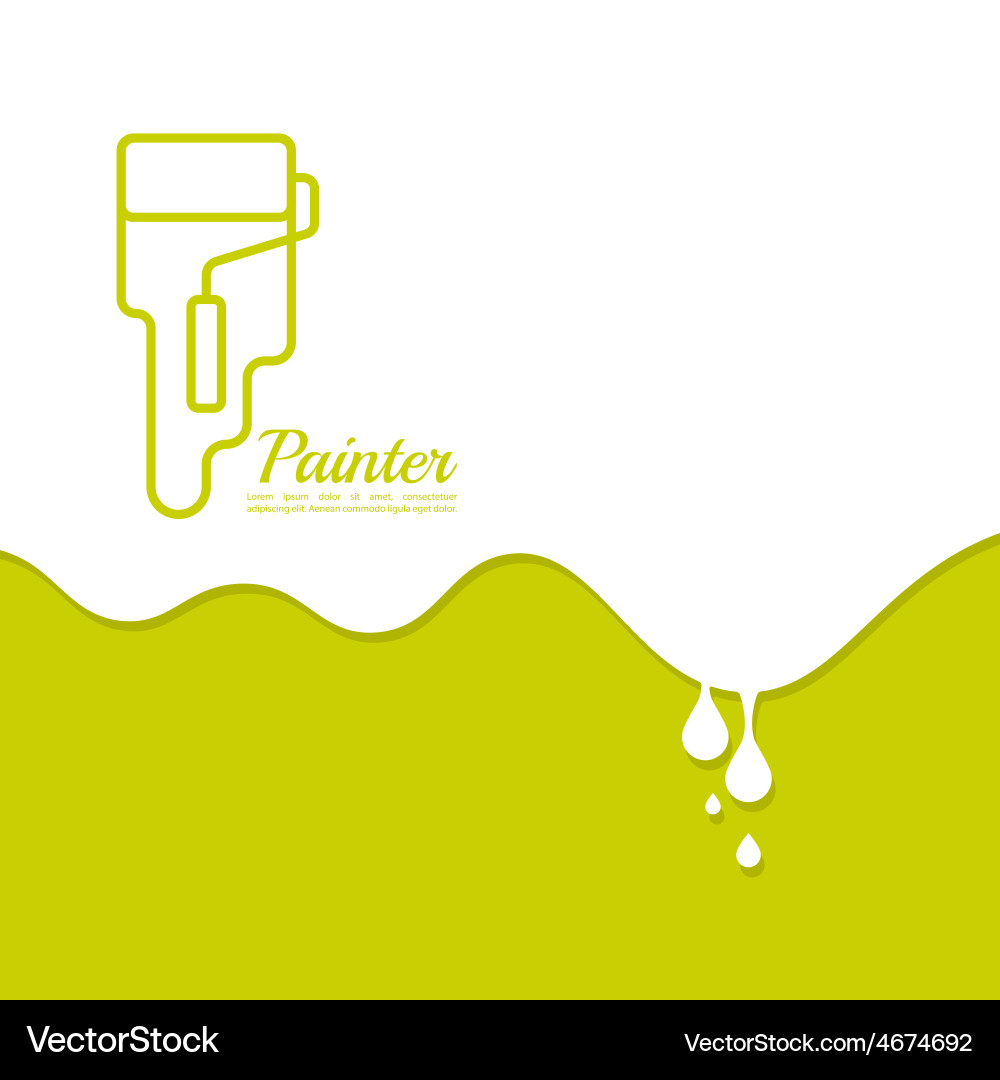 Paint roller with a strip of and drops Royalty Free Vector