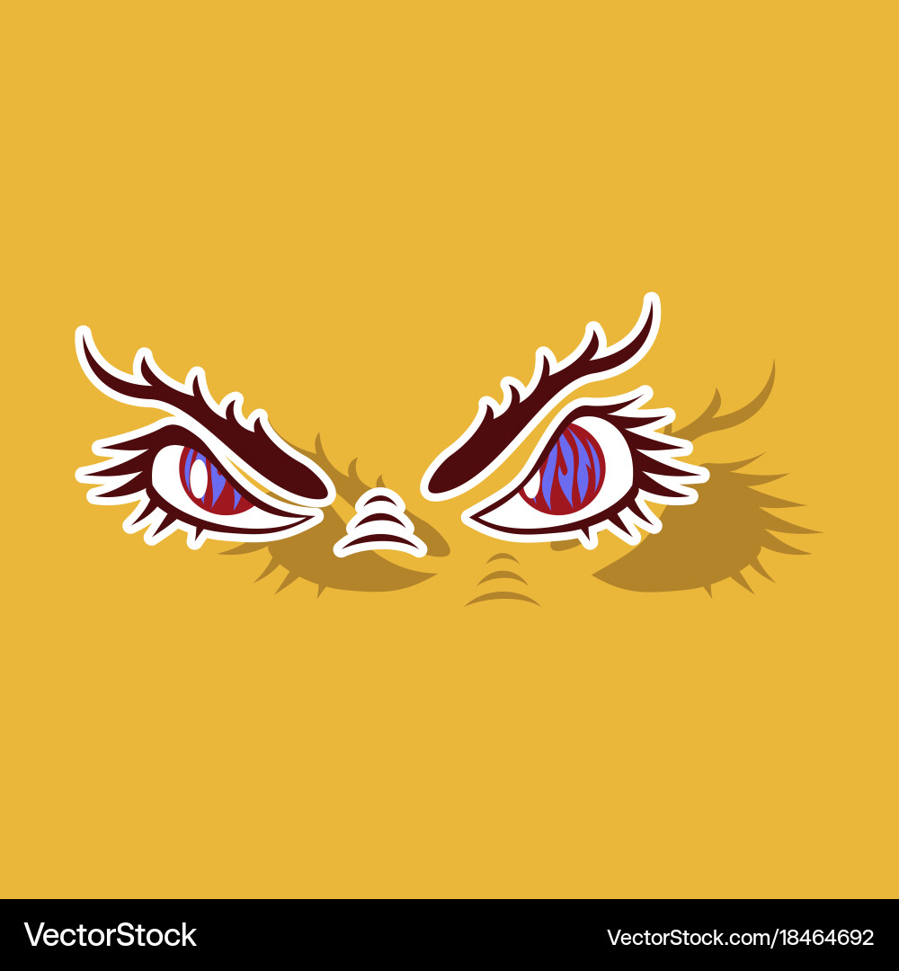 Paper sticker on theme evil emotions eyes Vector Image