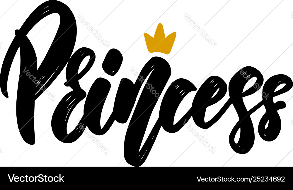 Princess text lettering phrase for poster Vector Image