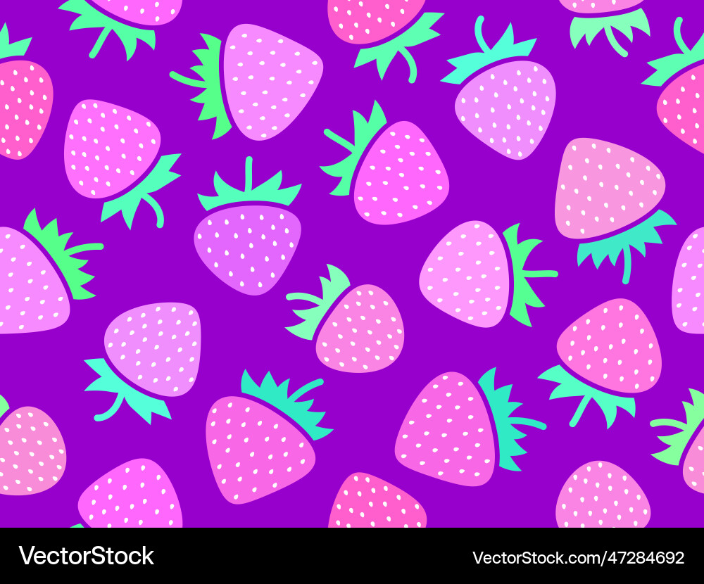 Seamless pattern with pink strawberries Royalty Free Vector