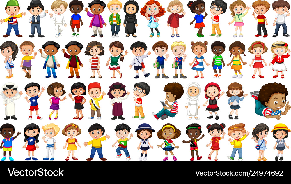 Set international kids character Royalty Free Vector Image