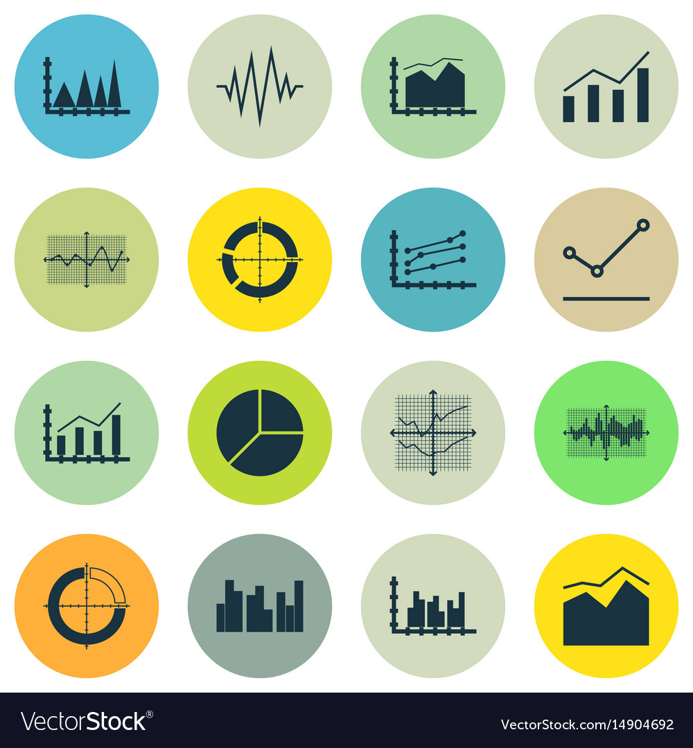 Set of graphs diagrams and statistics icons Vector Image