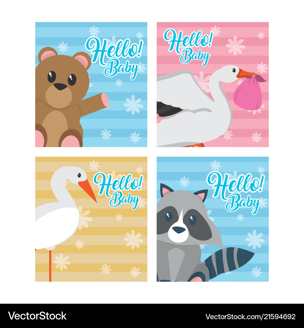 Set of hello baby cards Royalty Free Vector Image