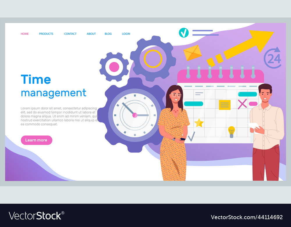 Time management workflow organization website Vector Image Time management workflow organization website Vector Image