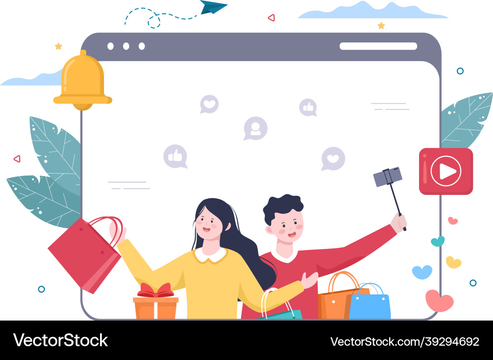 Video beauty blogger content creator background Vector Image