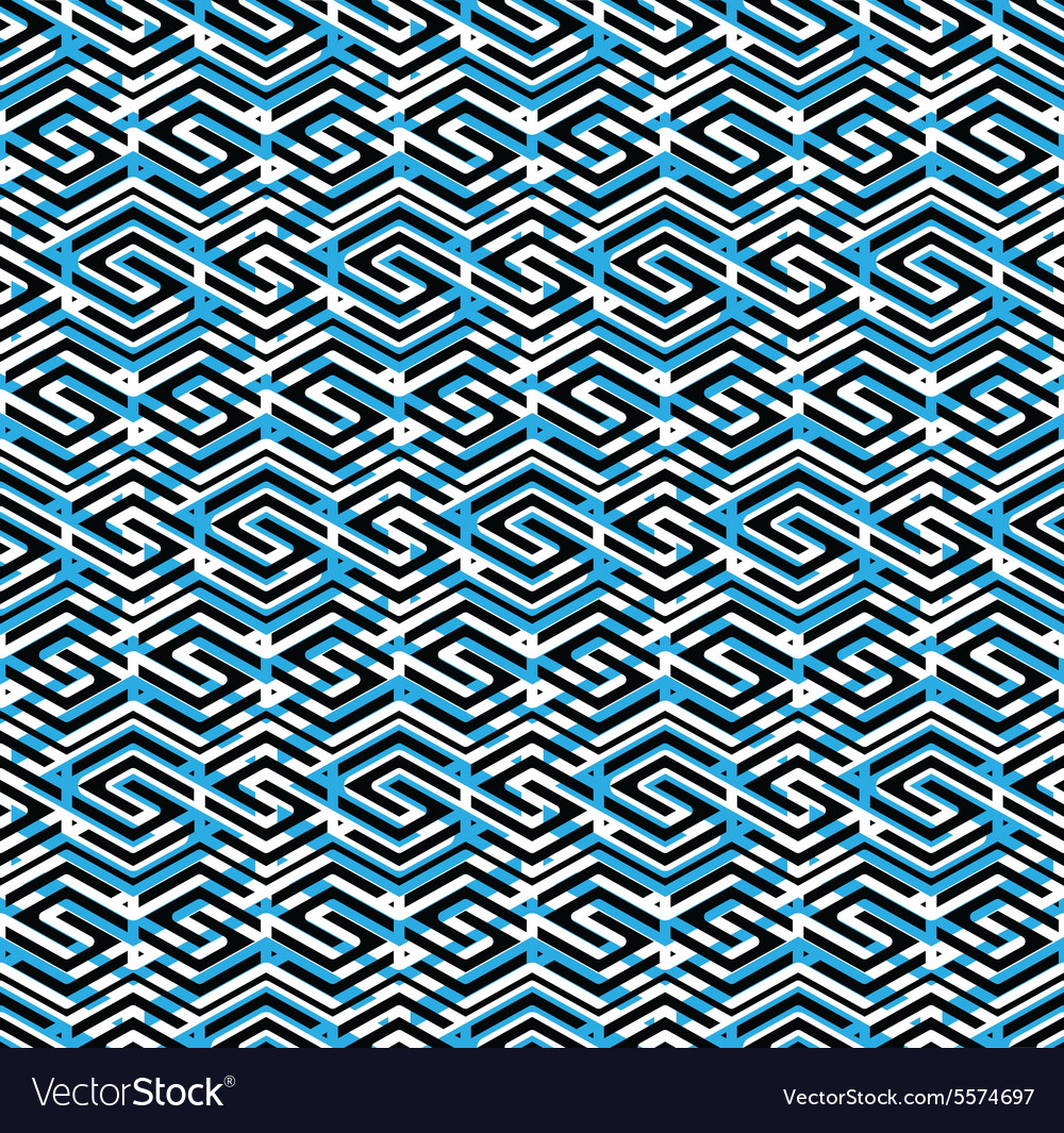 Blue abstract seamless pattern with interweave Vector Image