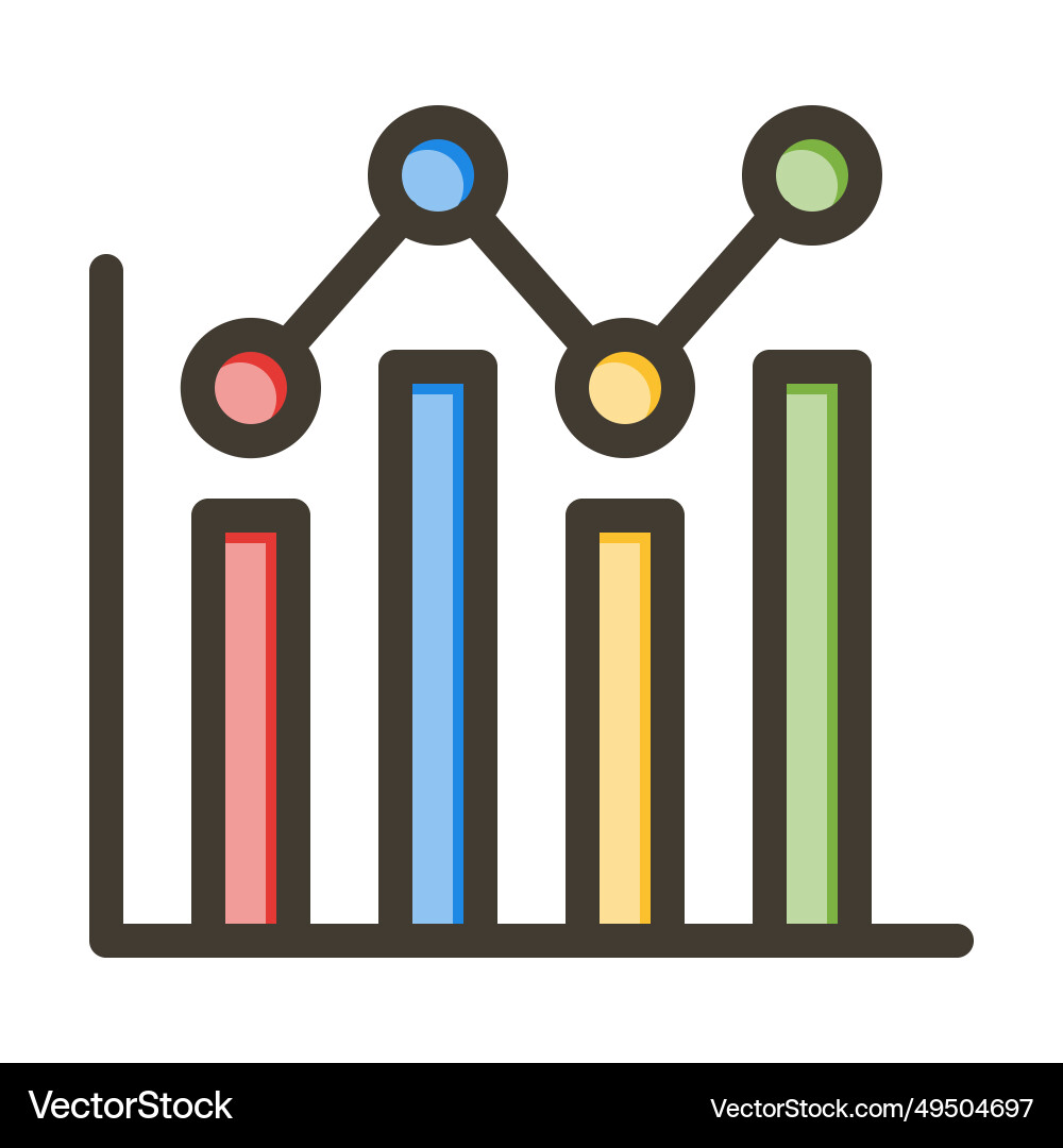 Chart thick line filled colors icon for personal Vector Image