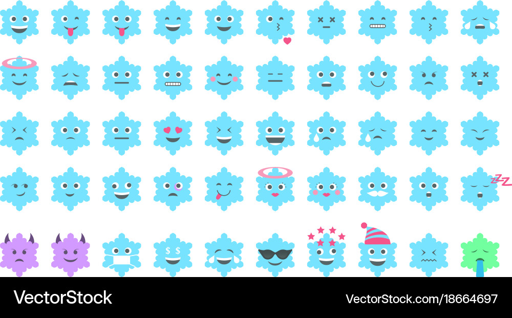 Emoji snowflake set Royalty Free Vector Image - VectorStock