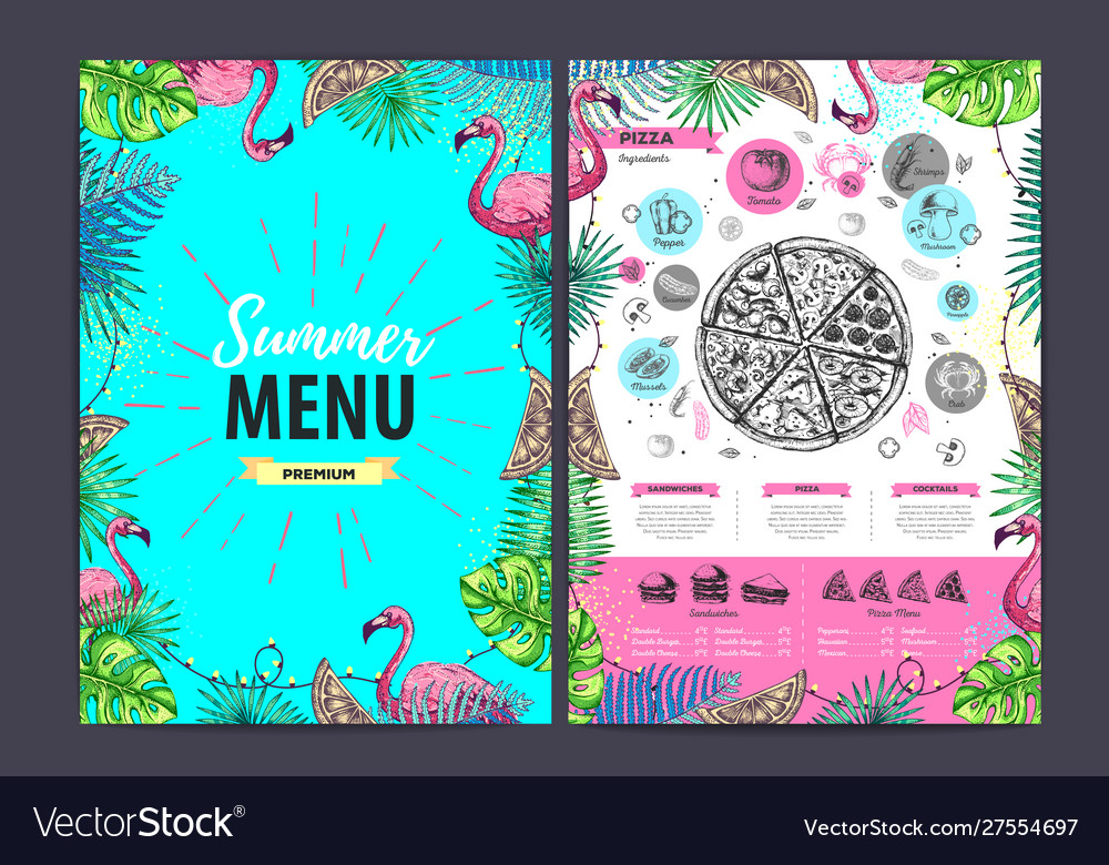 Restaurant Summer Pizza Menu Design Royalty Free Vector