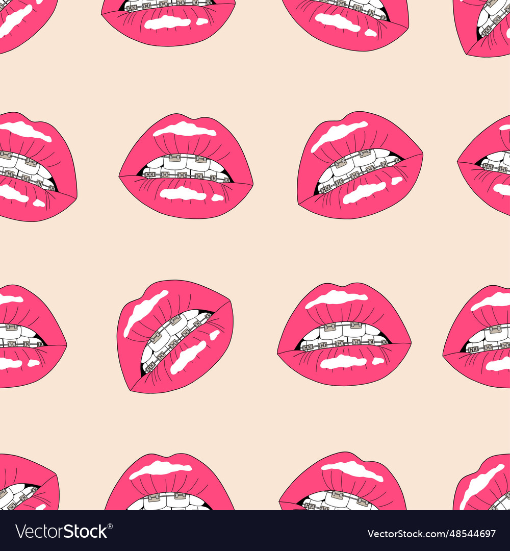 Seamless pattern with pink lips Royalty Free Vector Image