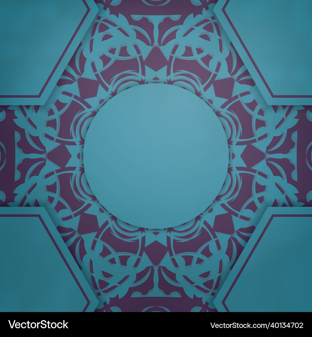 A turquoise brochure with vintage purple Vector Image
