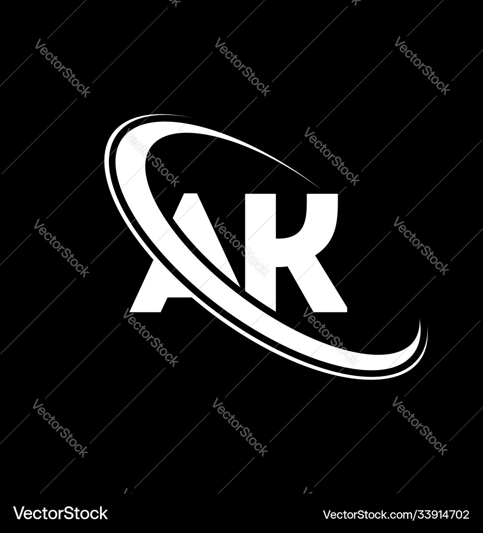 Ak logo a k design white letter aka Royalty Free Vector