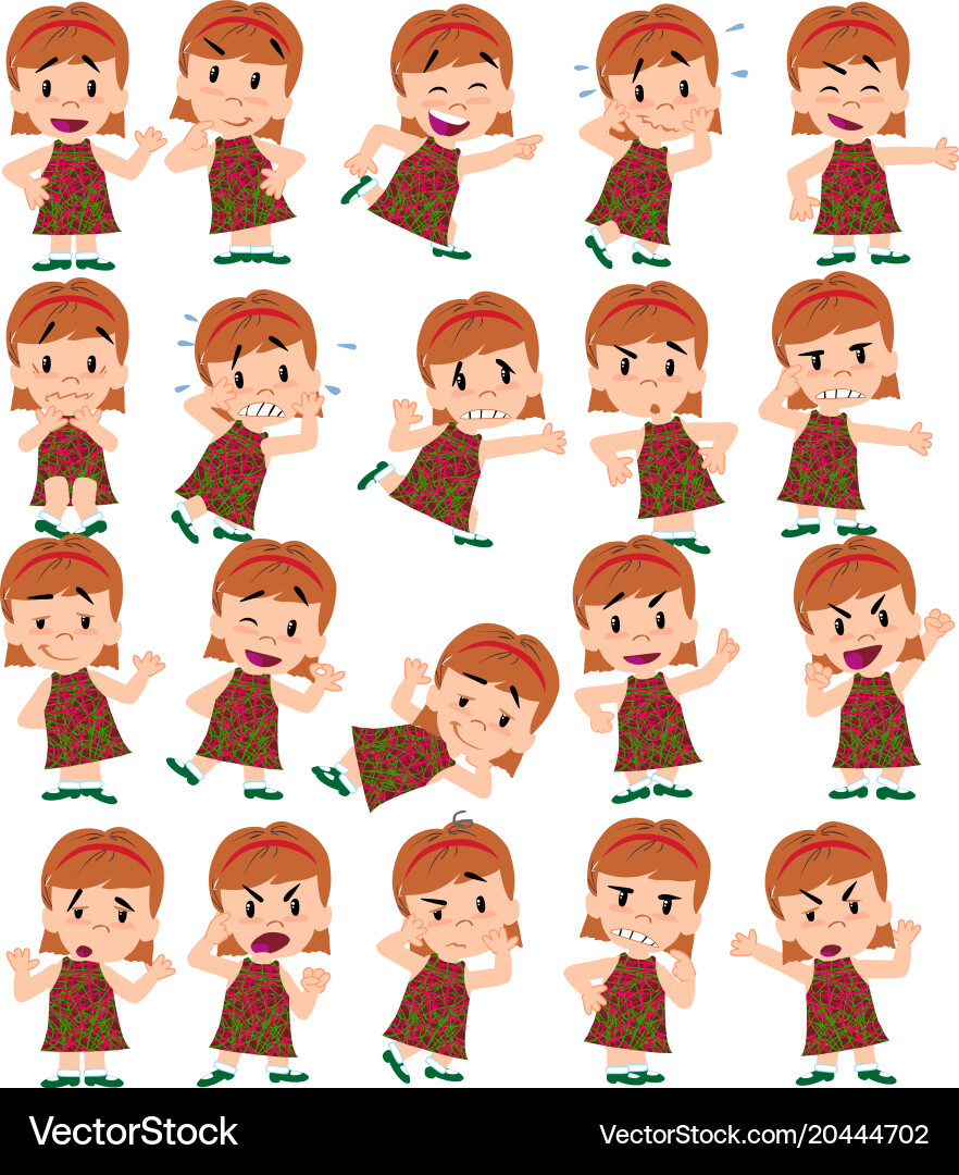 Cartoon character white girl set with different Vector Image