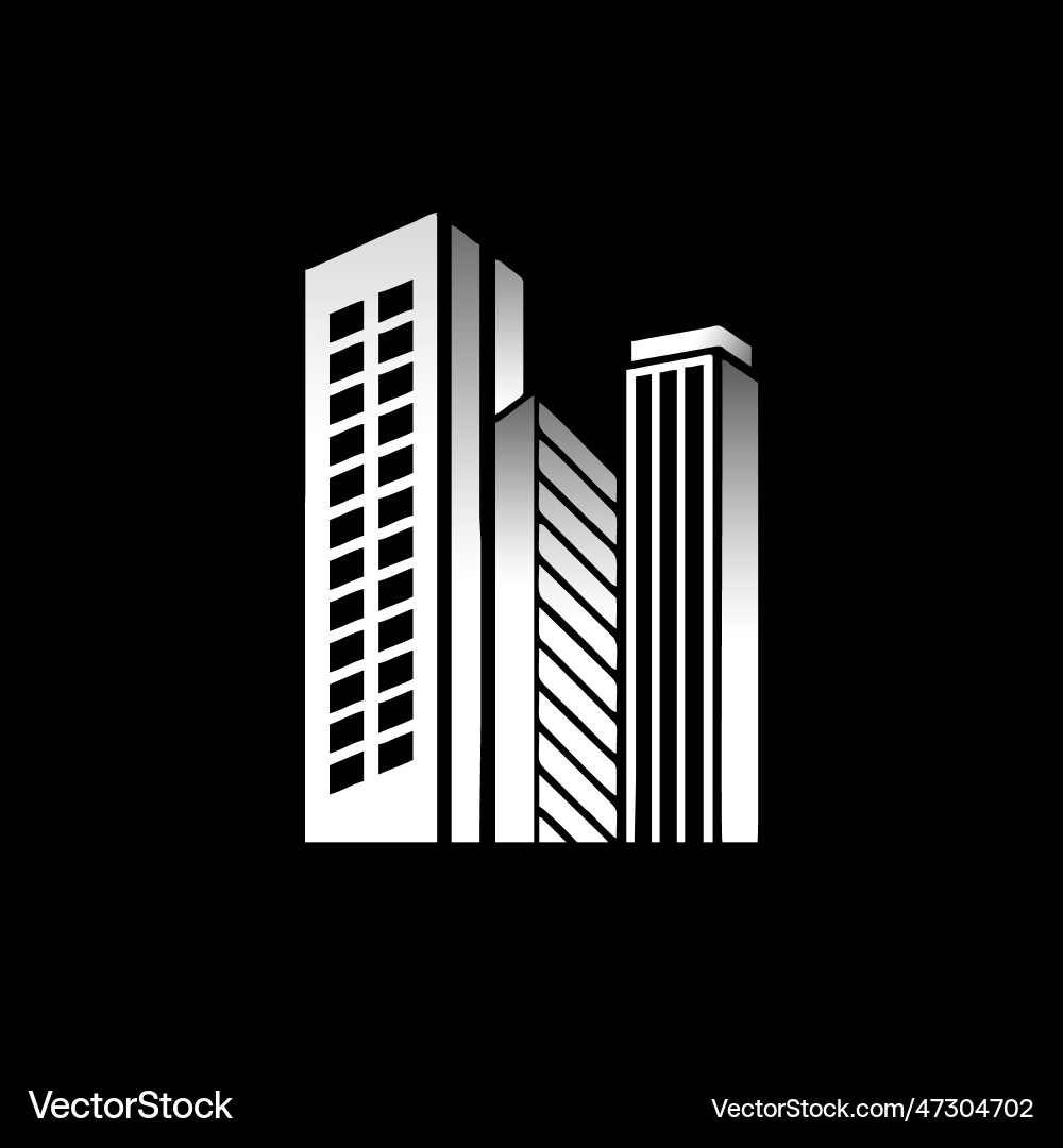 Clean buildings logo design formed with lines Vector Image