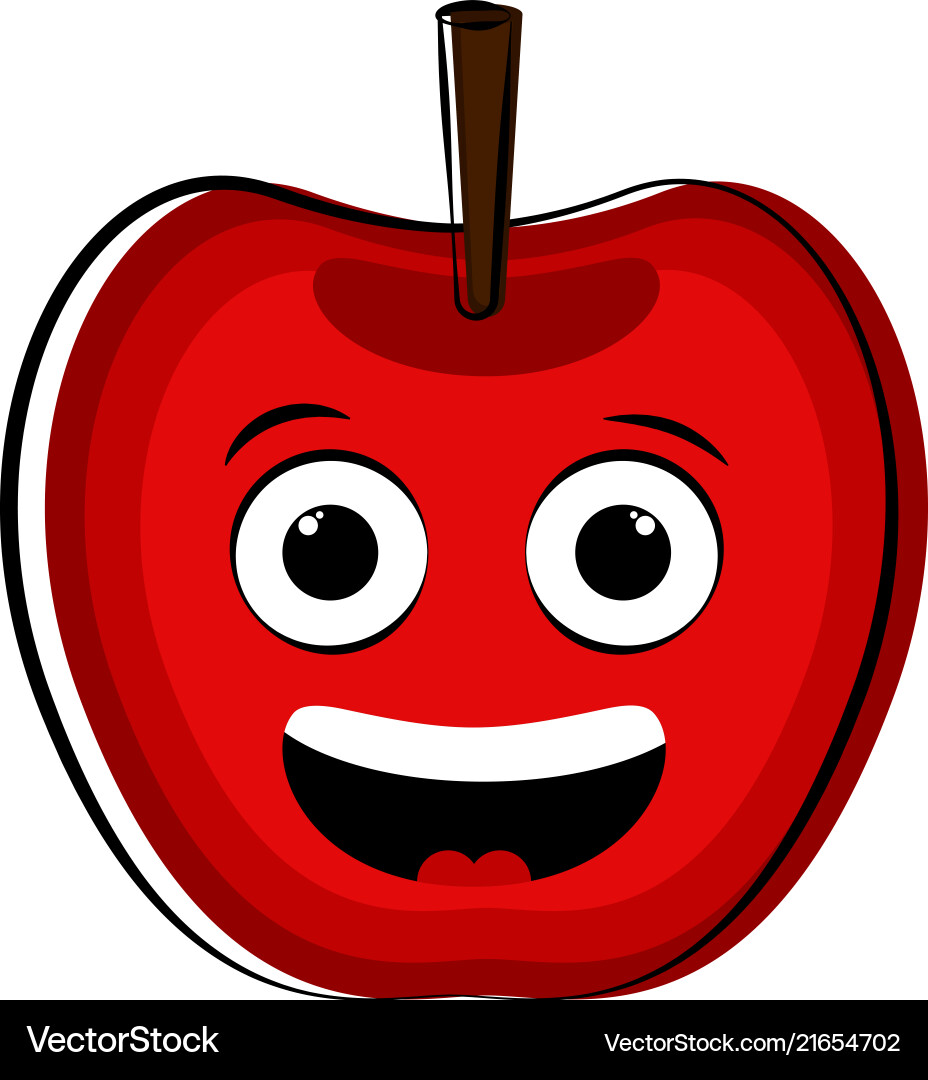 Happy apple cartoon character emote Royalty Free Vector