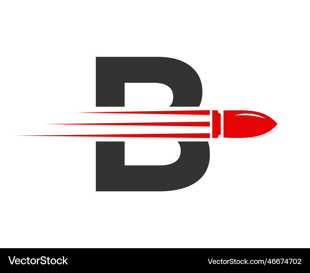 Letter b shooting bullet logo with concept weapon Vector Image