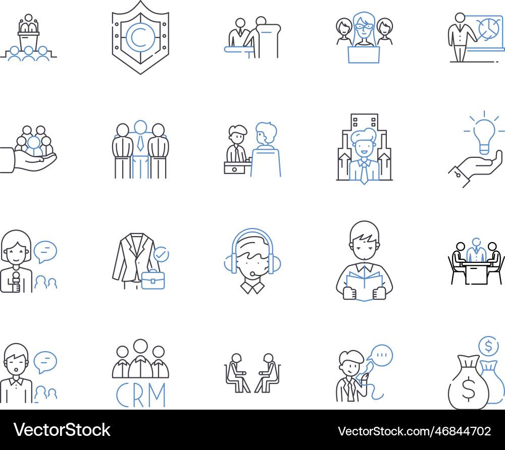 Livelihood line icons collection career Royalty Free Vector