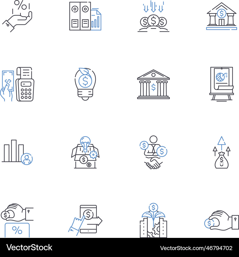 Merchant services line icons collection payment Vector Image