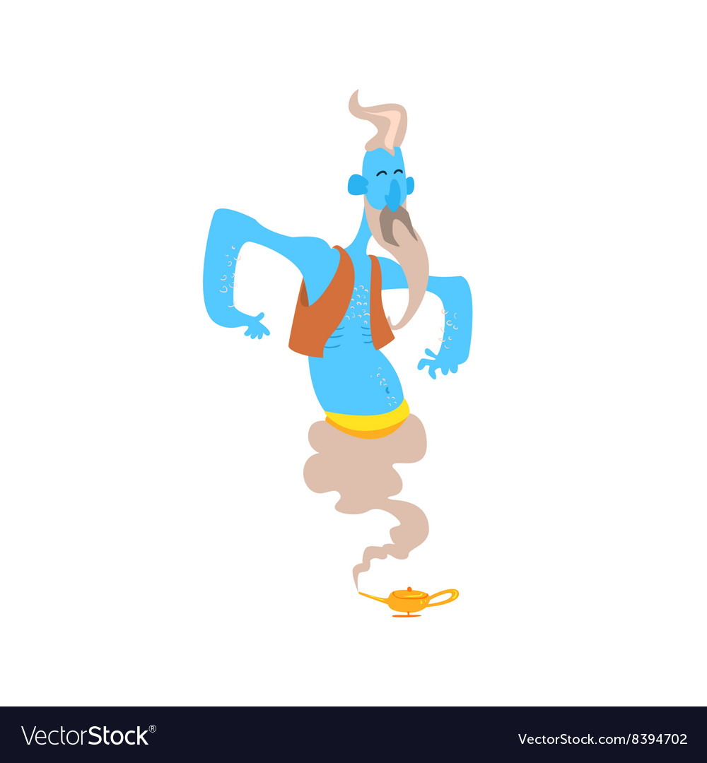 Old blue male genie Royalty Free Vector Image - VectorStock