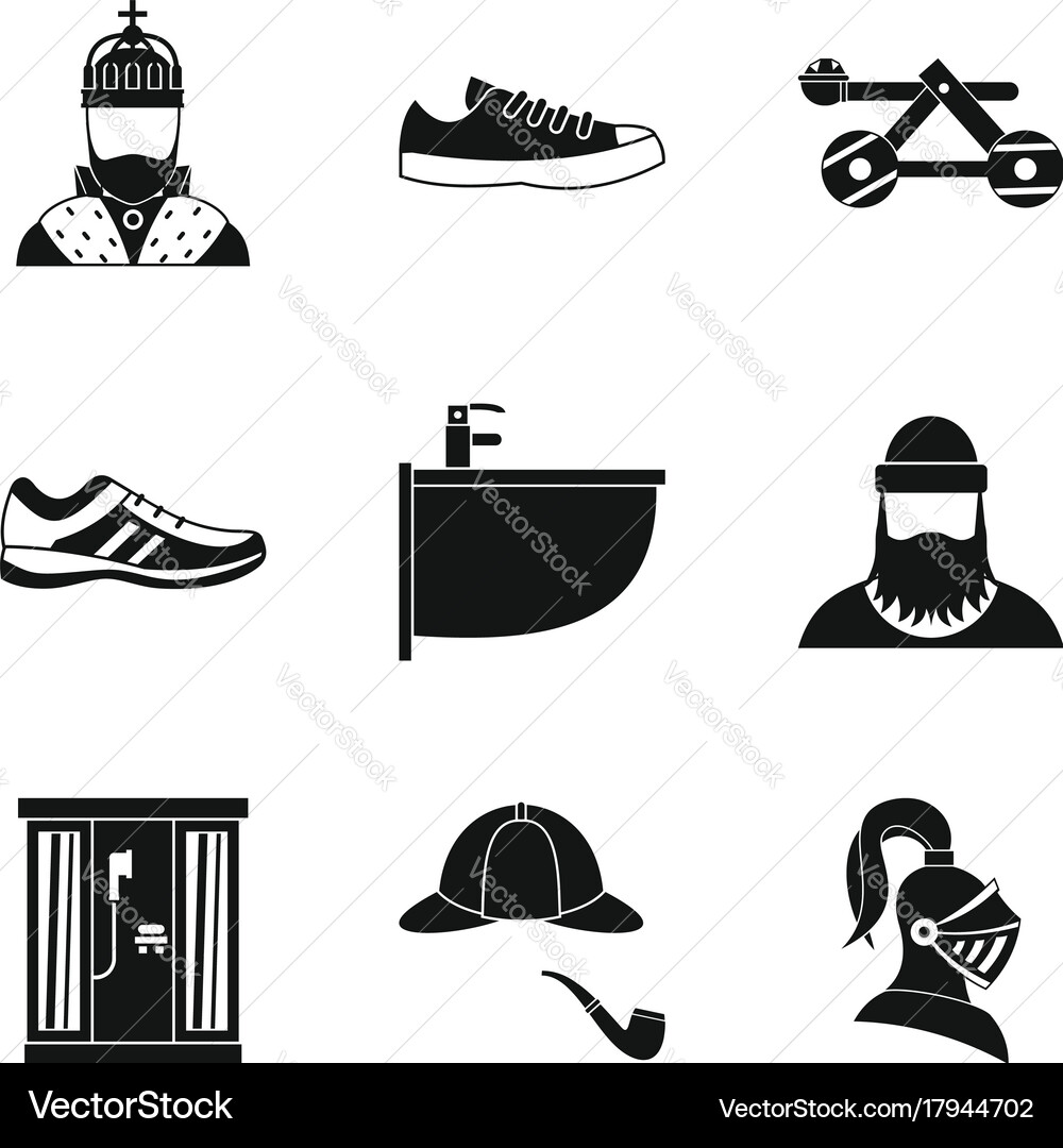 Overgrown man icons set simple style Royalty Free Vector